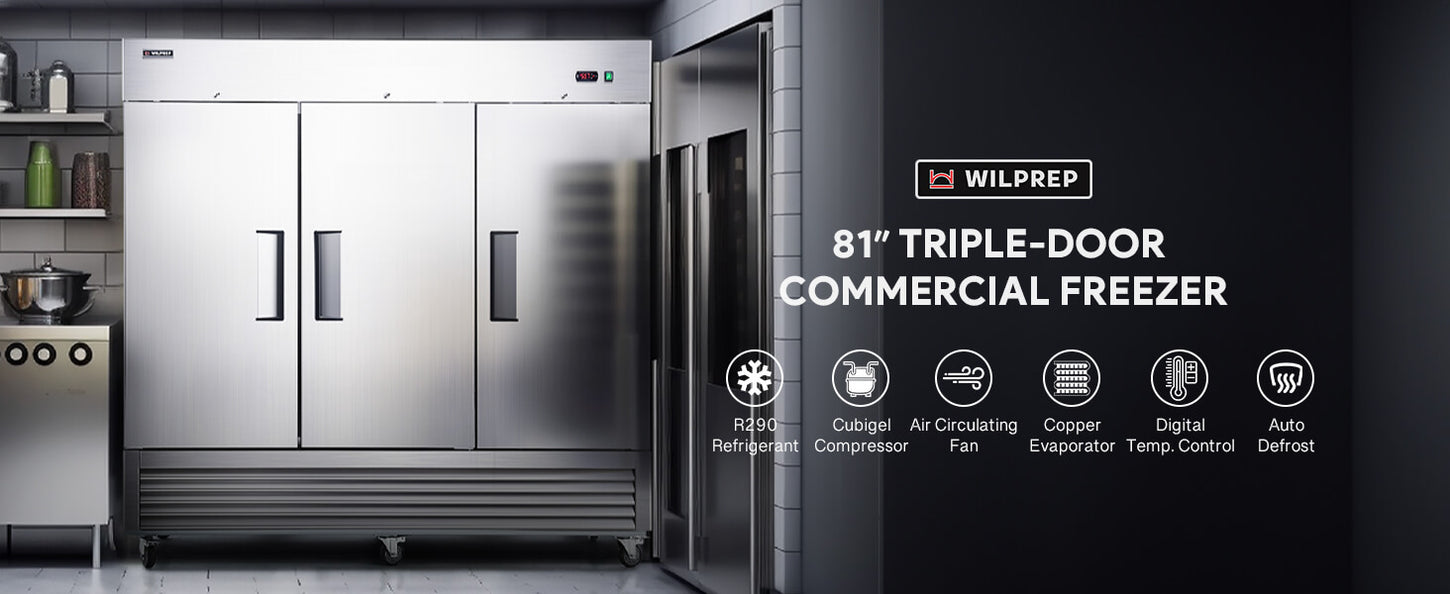 Buy Wilprep 81-Inch 3 Door Reach-In Freezer for Sale – Wilprep Kitchen