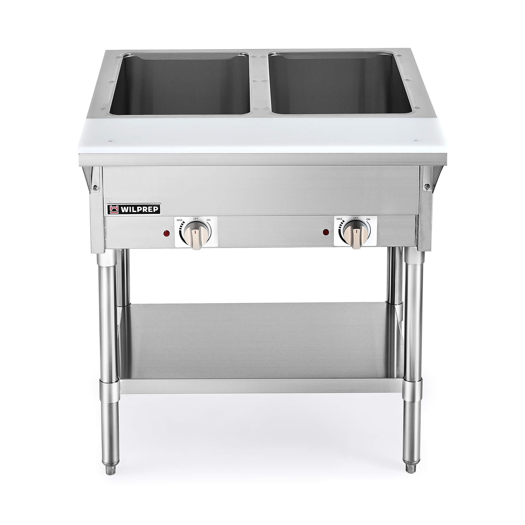 2 Well Electric Steam Table with Storage Shelf 1000W