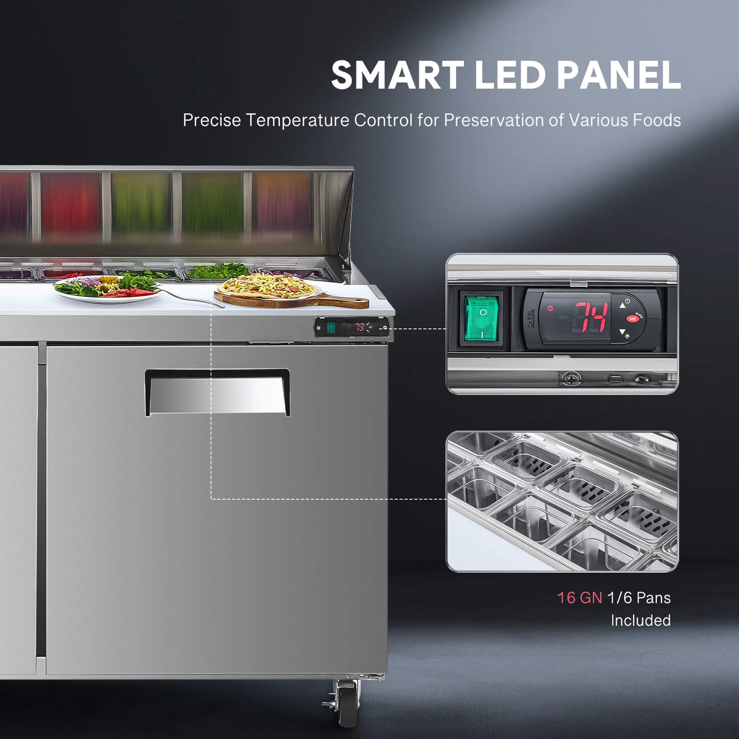 61-inch 2 Door Salad Prep Table Refrigerator – Wilprep Kitchen