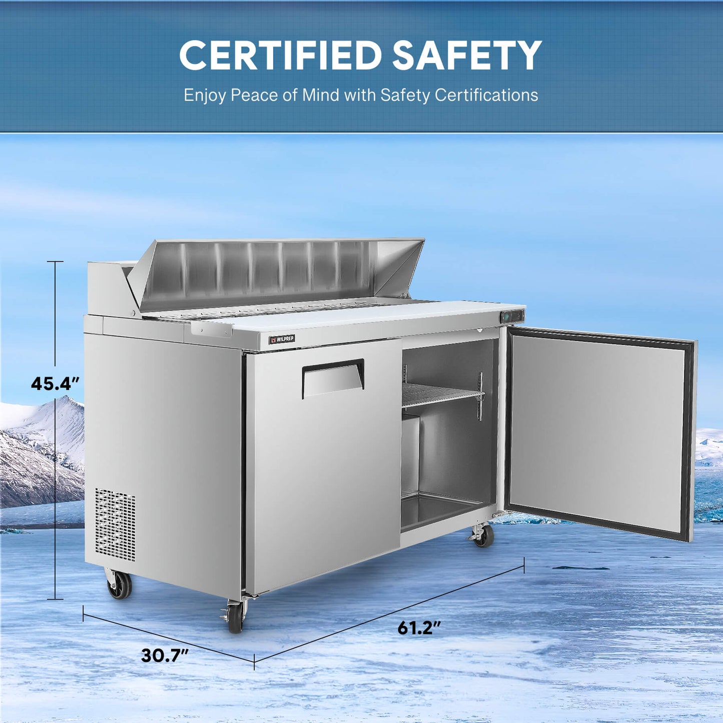 61-inch 2 Door Salad Prep Table Refrigerator – Wilprep Kitchen