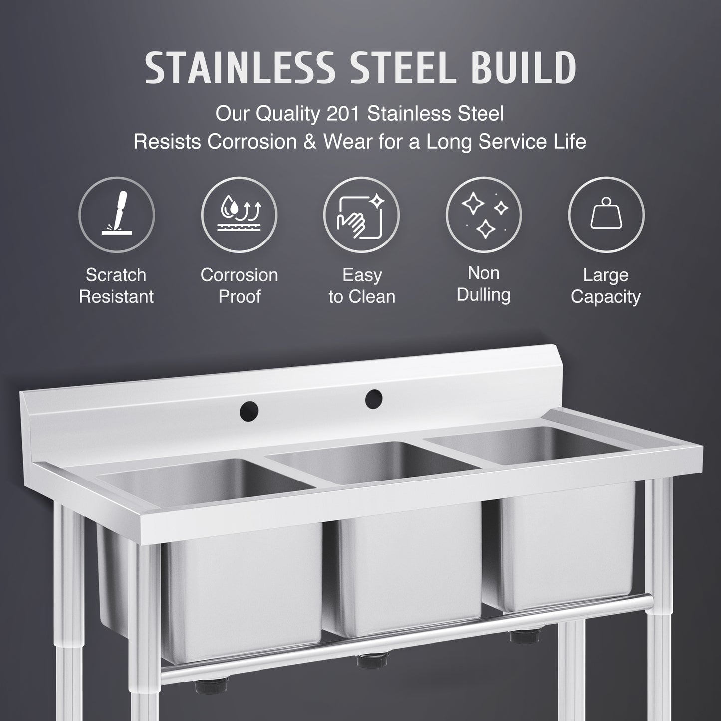 Wilprep Commercial 3 Compartment Sink for Sale (11x10") – Wilprep Kitchen