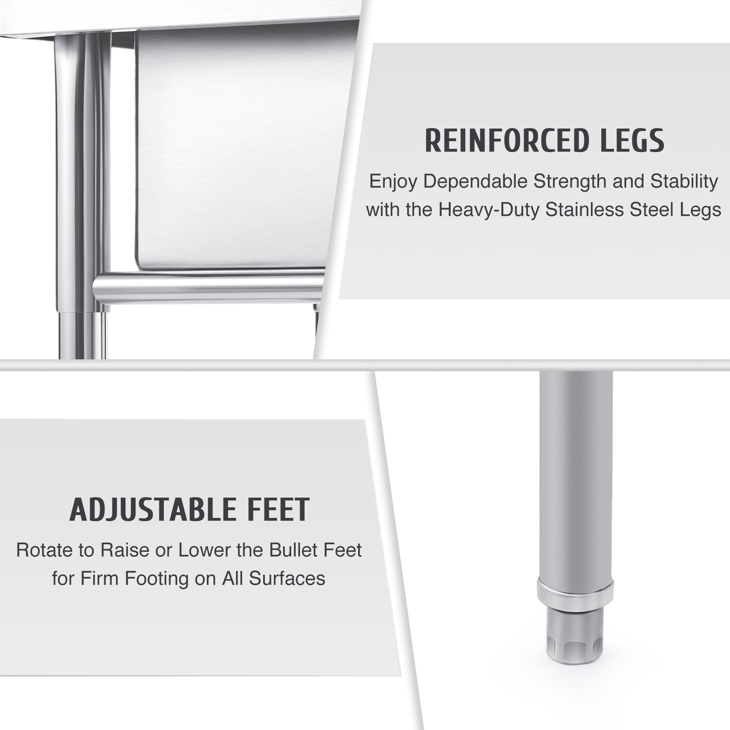 Wilprep Commercial Stainless Steel Sink with Drainboard (18x16 ...